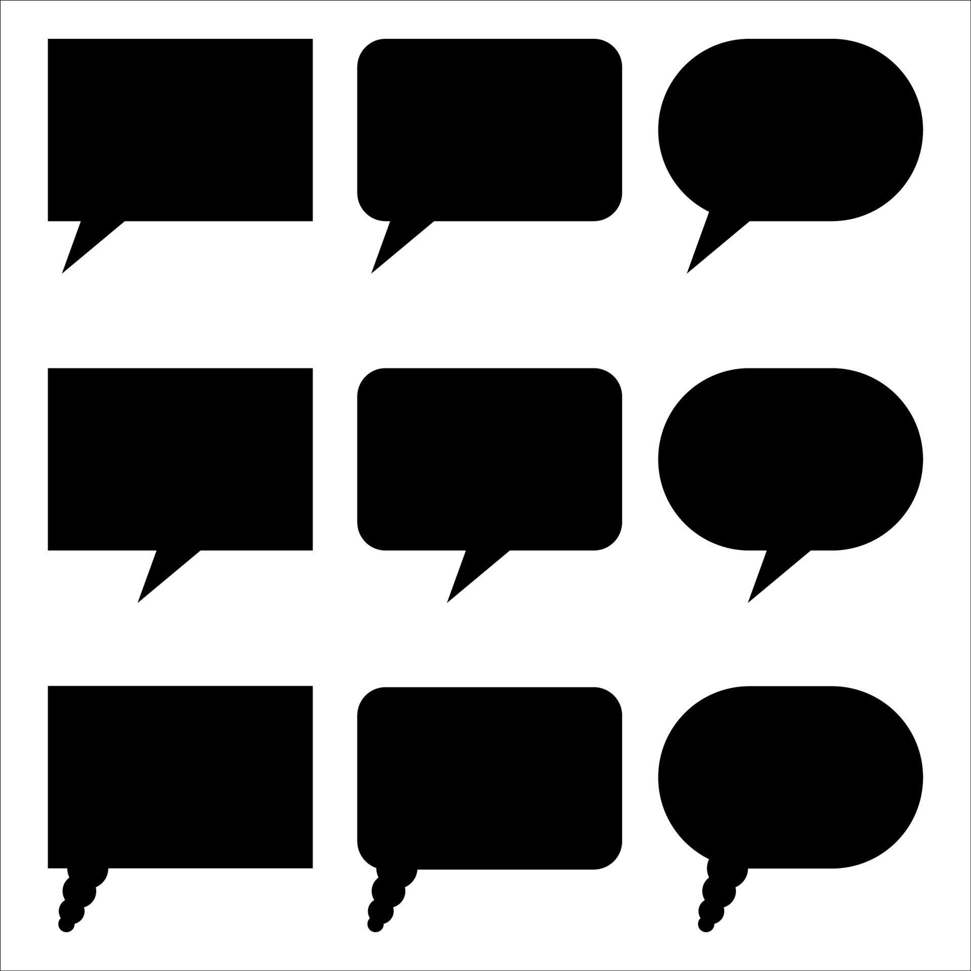 Collection of comic balloons in black silhouette colors shape 3558833 ...