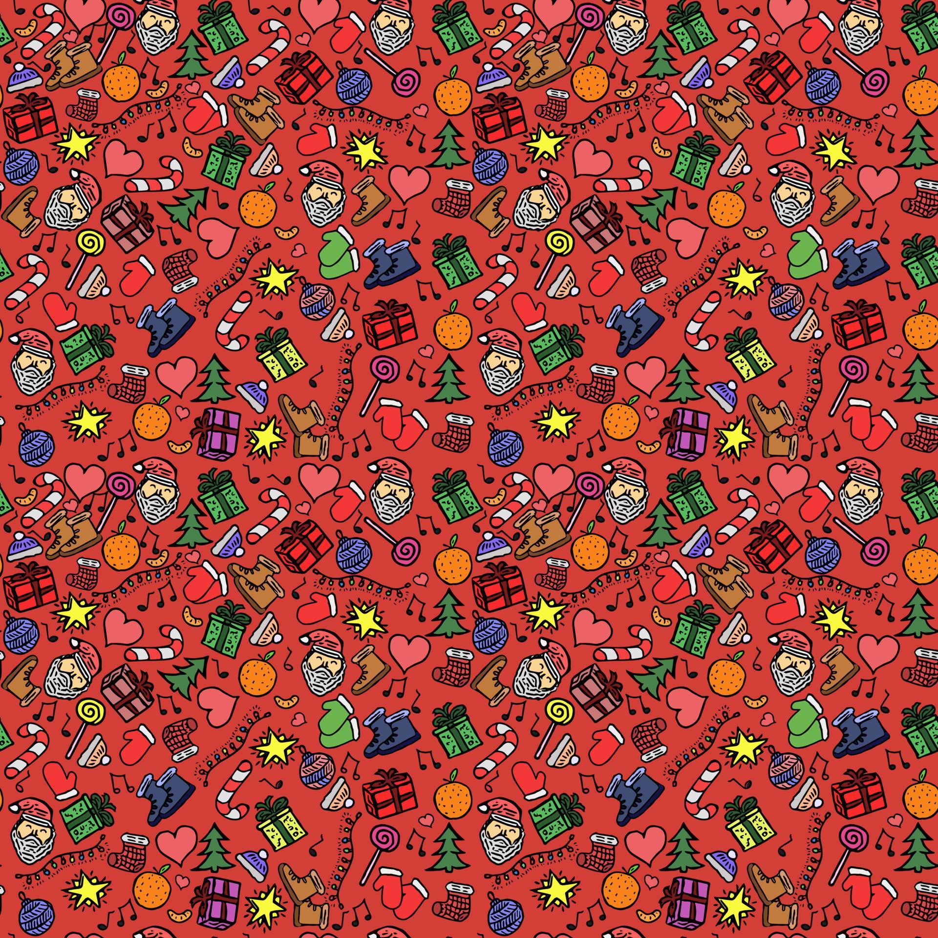 Seamless new year pattern. Vector pattern with doodle new year and ...