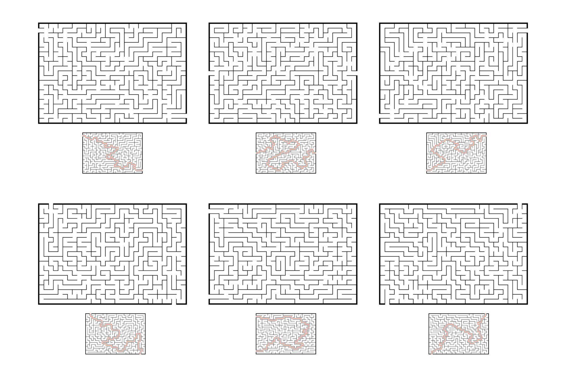 A set of rectangular mazes. Game for kids. Puzzle for children ...