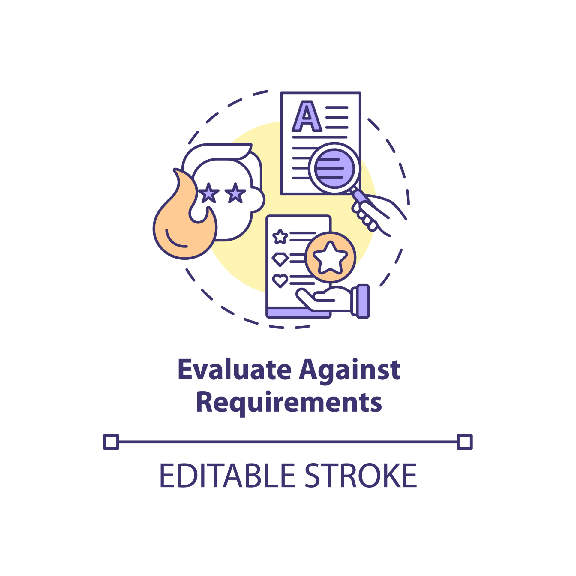 Evaluate against requirements concept icon 3562150 Vector Art at Vecteezy