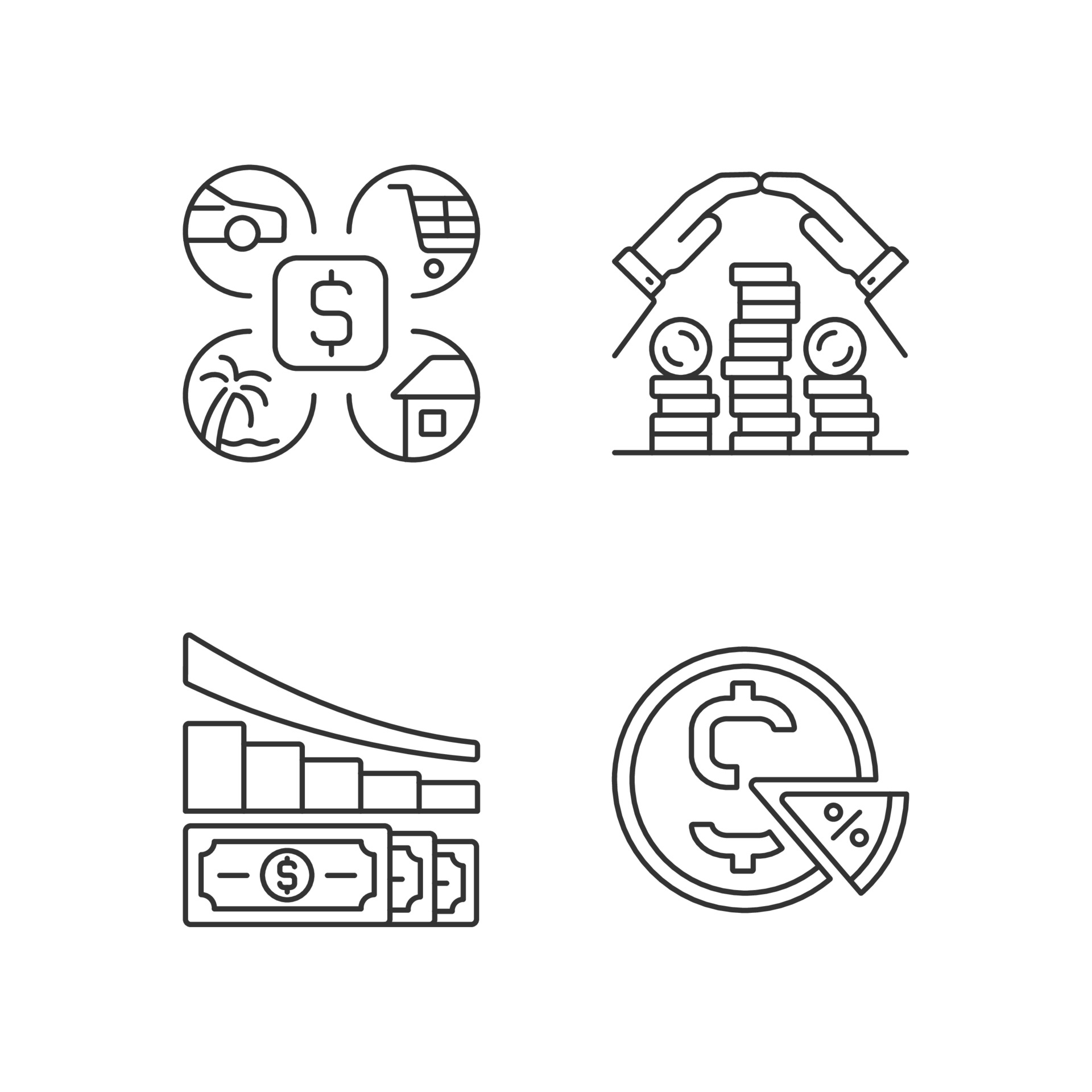 Money spending linear icons set 3562231 Vector Art at Vecteezy