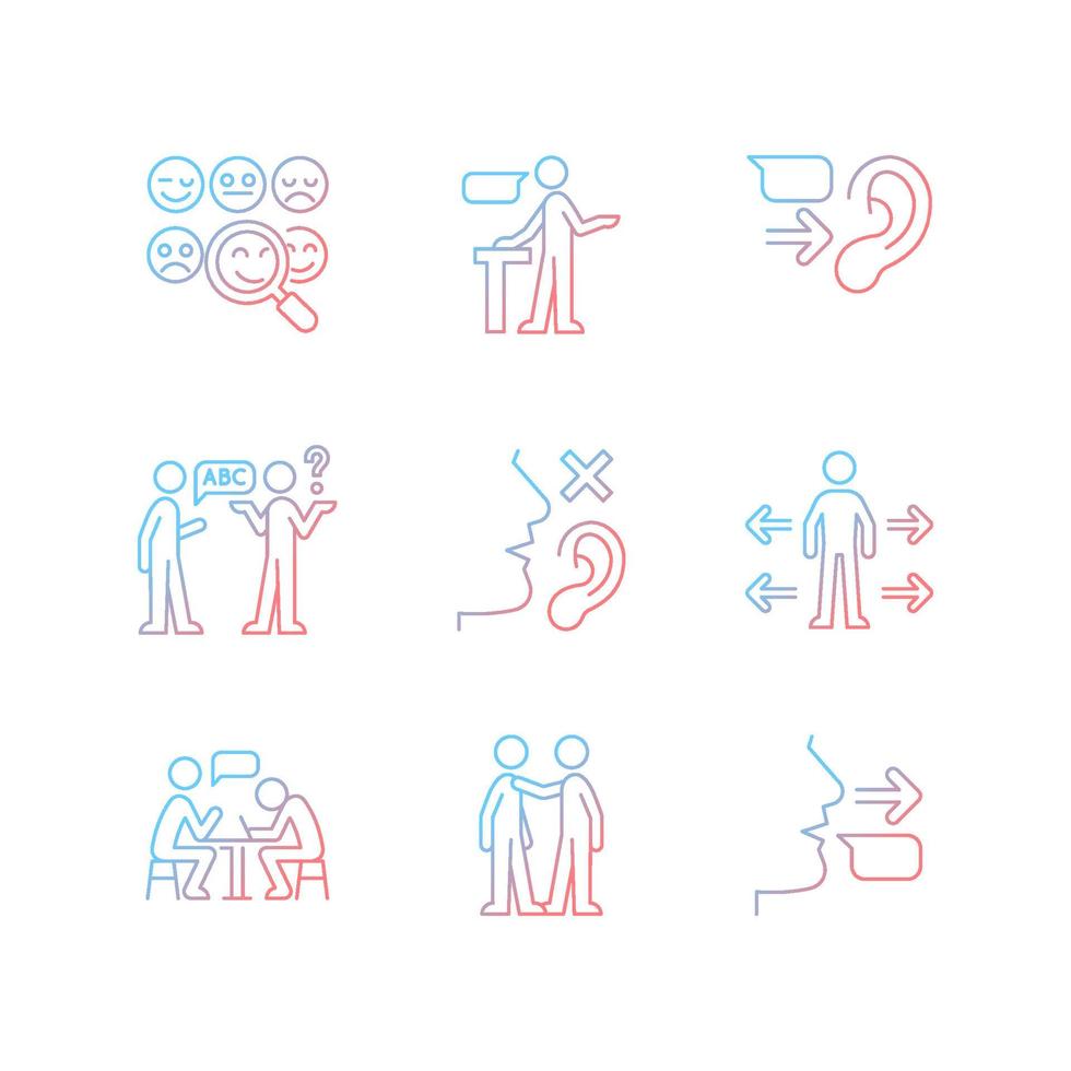 Effective Communication Gradient Linear Vector Icons Set 3562242 Vector Art At Vecteezy