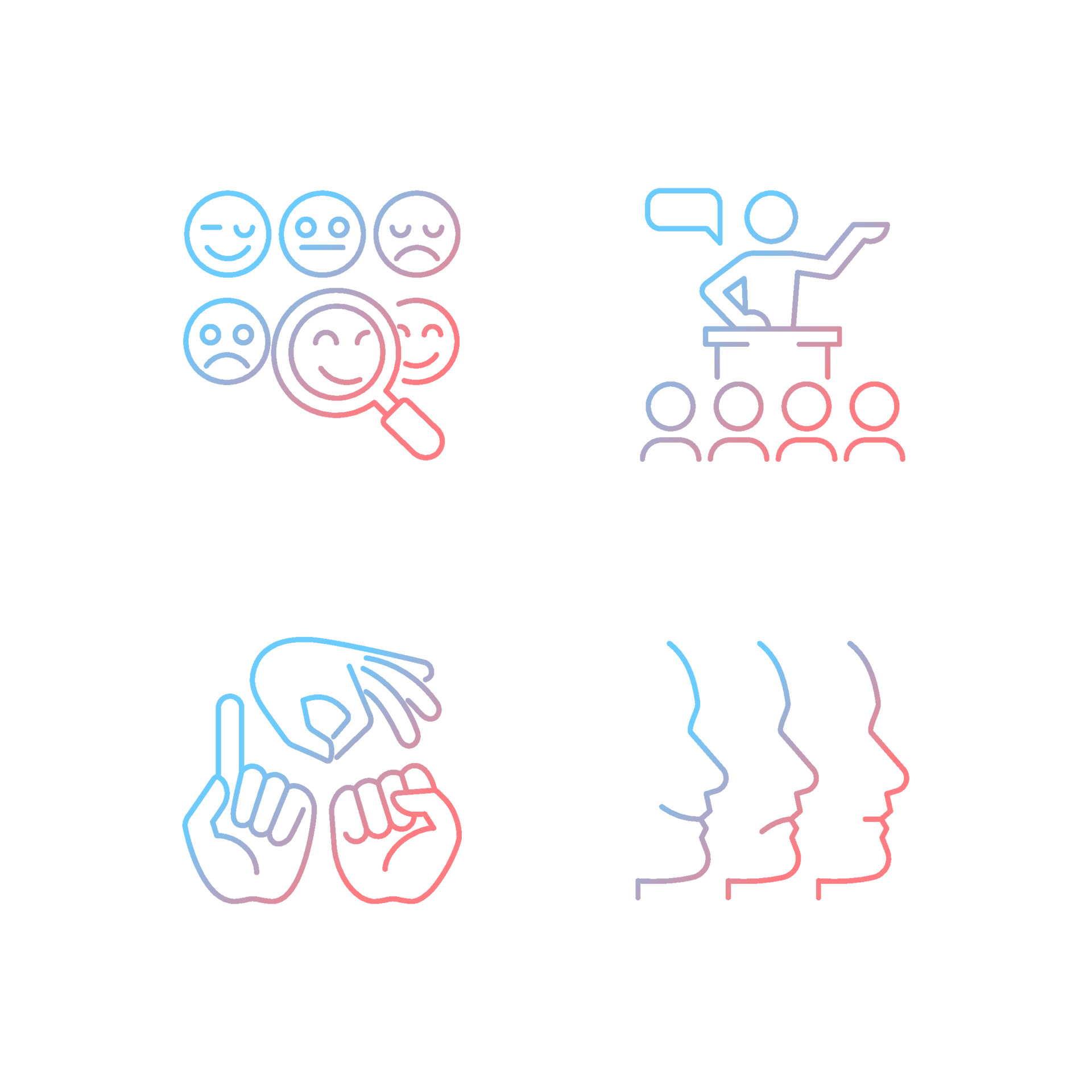 Building relationships with people gradient linear vector icons set ...