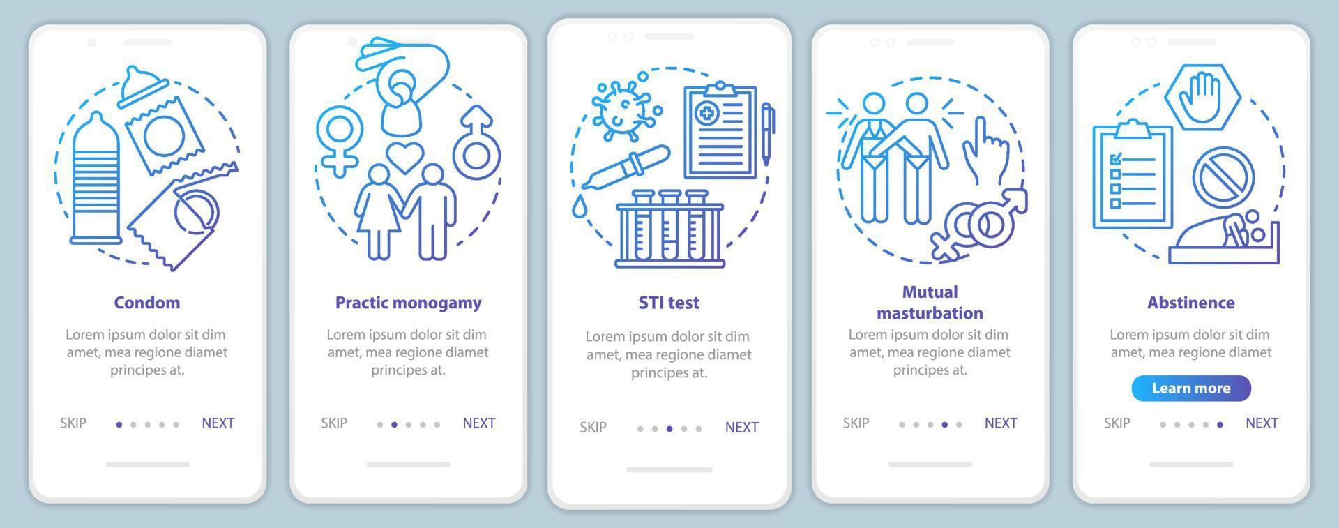 Safe Sex Onboarding Mobile App Page Screen Vector Template 3562516 Vector Art At Vecteezy
