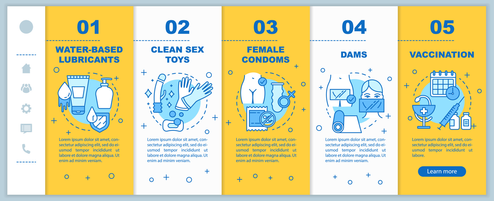 Safe Sex Onboarding Mobile Web Pages Vector Template 3562693 Vector Art