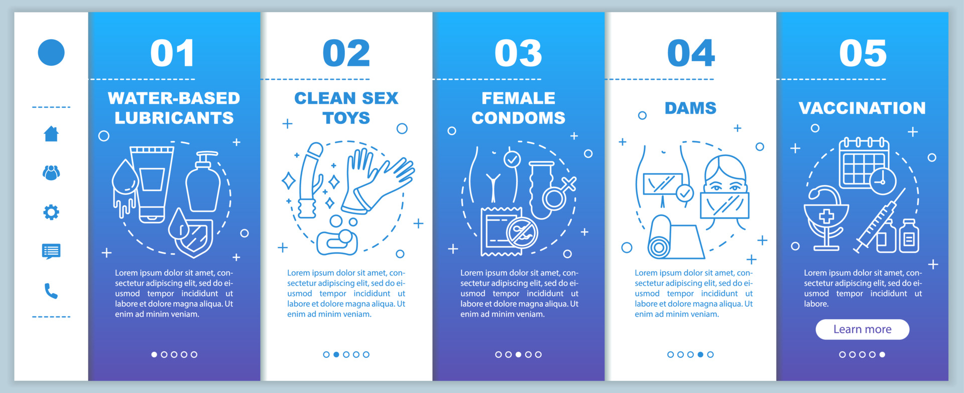 Safe Sex Onboarding Mobile Web Pages Vector Template 3562694 Vector Art