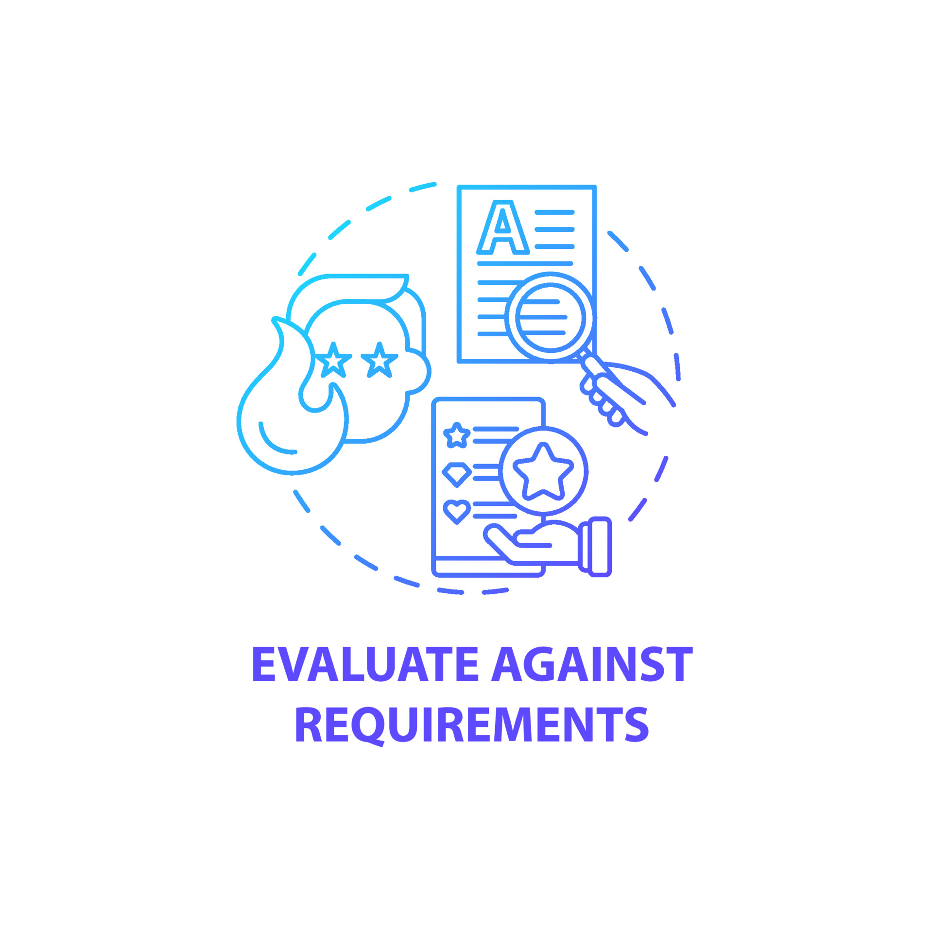 Evaluate against requirements concept icon 3562980 Vector Art at Vecteezy