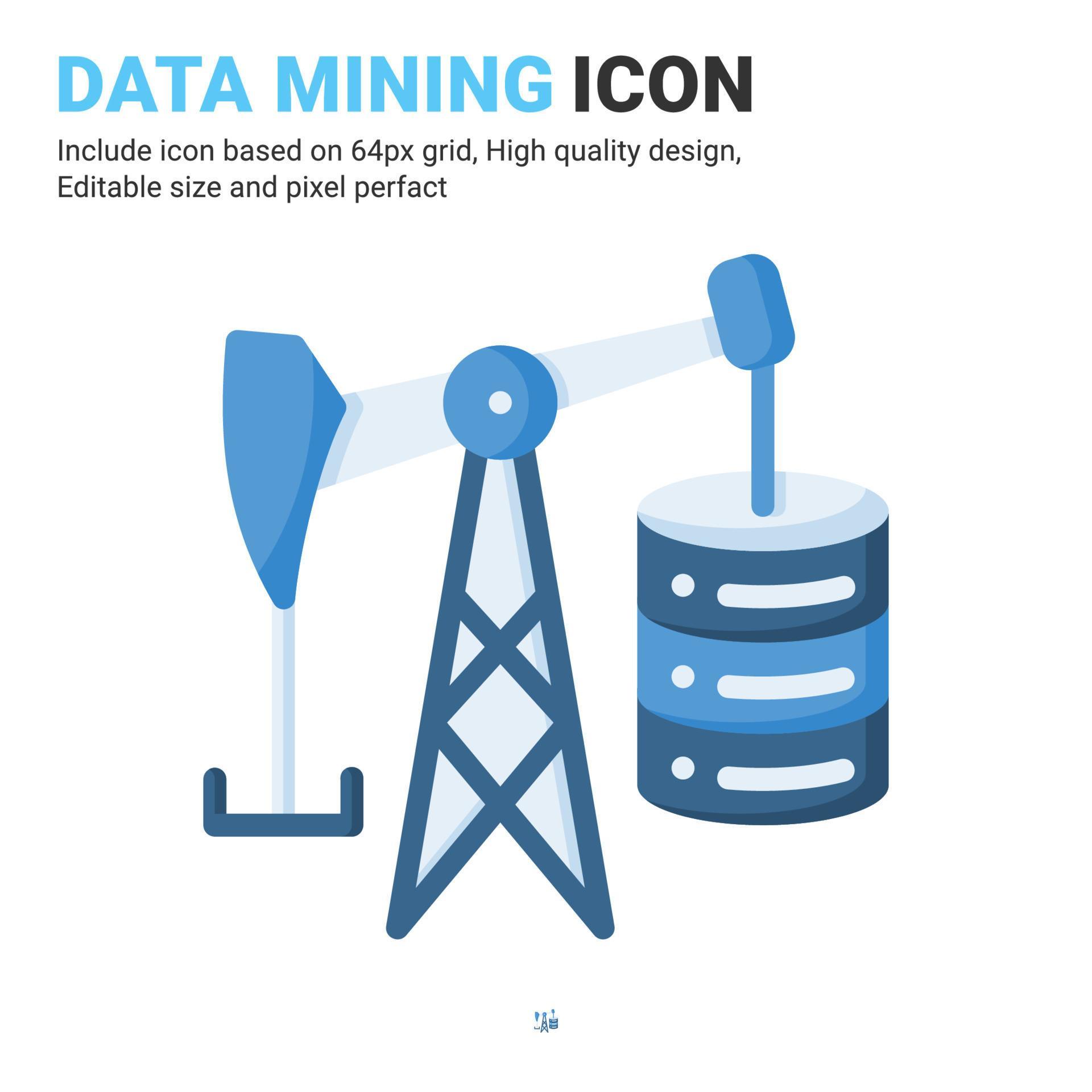 Data mining icon vector with flat color style isolated on white ...
