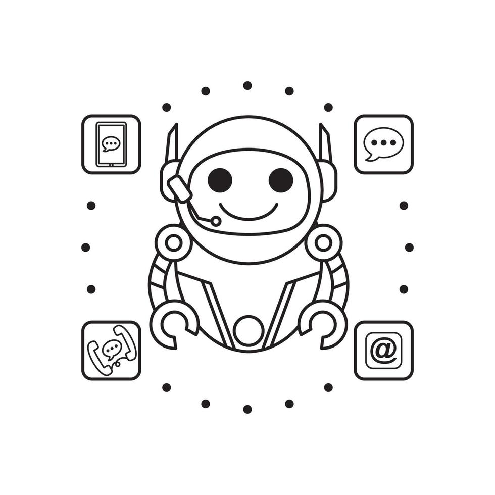 Robots Outline Vector Icon Thin Line Black Robots Icon Flat Vector Simple Element Illustration