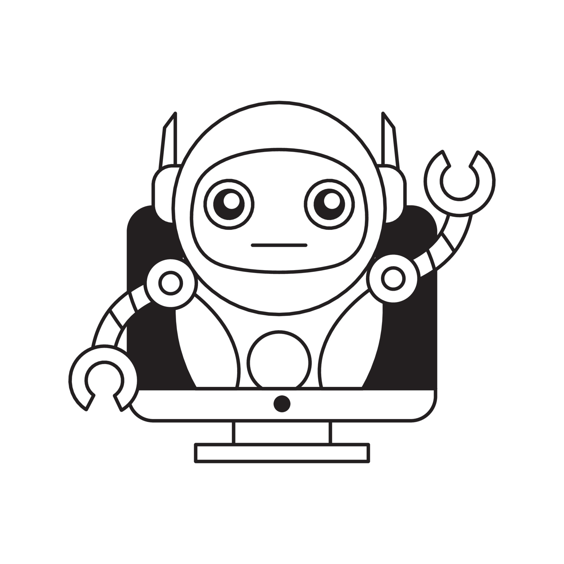 Robots Outline Vector Icon Thin Line Black Robots Icon Flat Vector