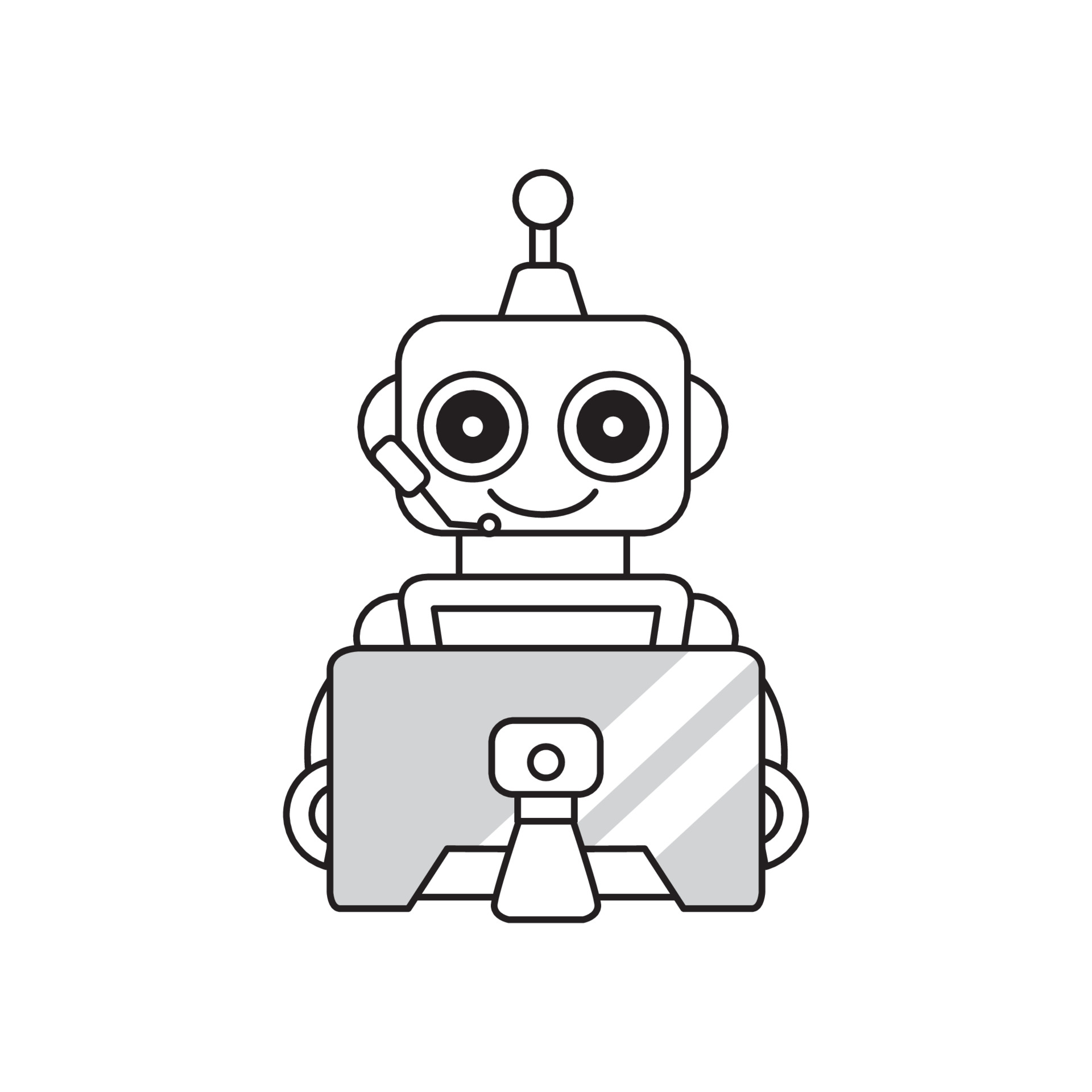 Robots Outline Vector Icon Thin Line Black Robots Icon Flat Vector