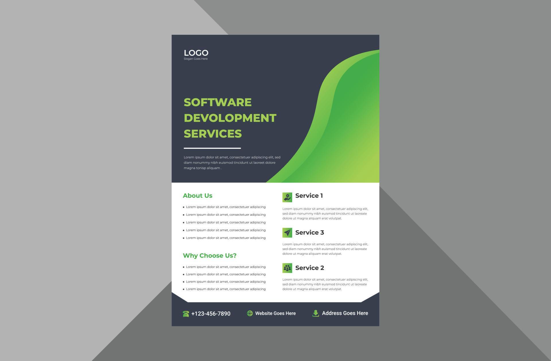 software development service flyer template. software agency poster ...