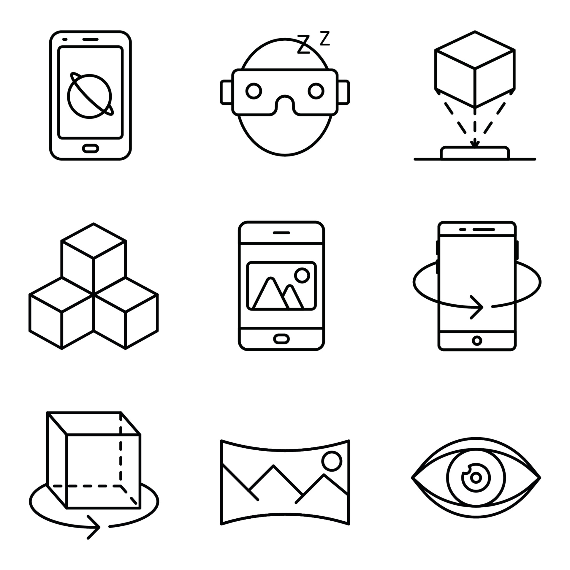 Augmented Reality Line Icons Sets 3577985 Vector Art at Vecteezy