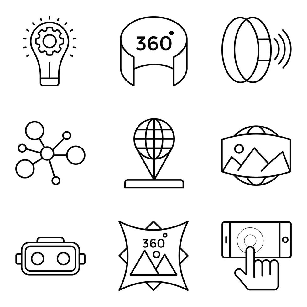 Augmented Reality Line Icons Sets 3577986 Vector Art at Vecteezy