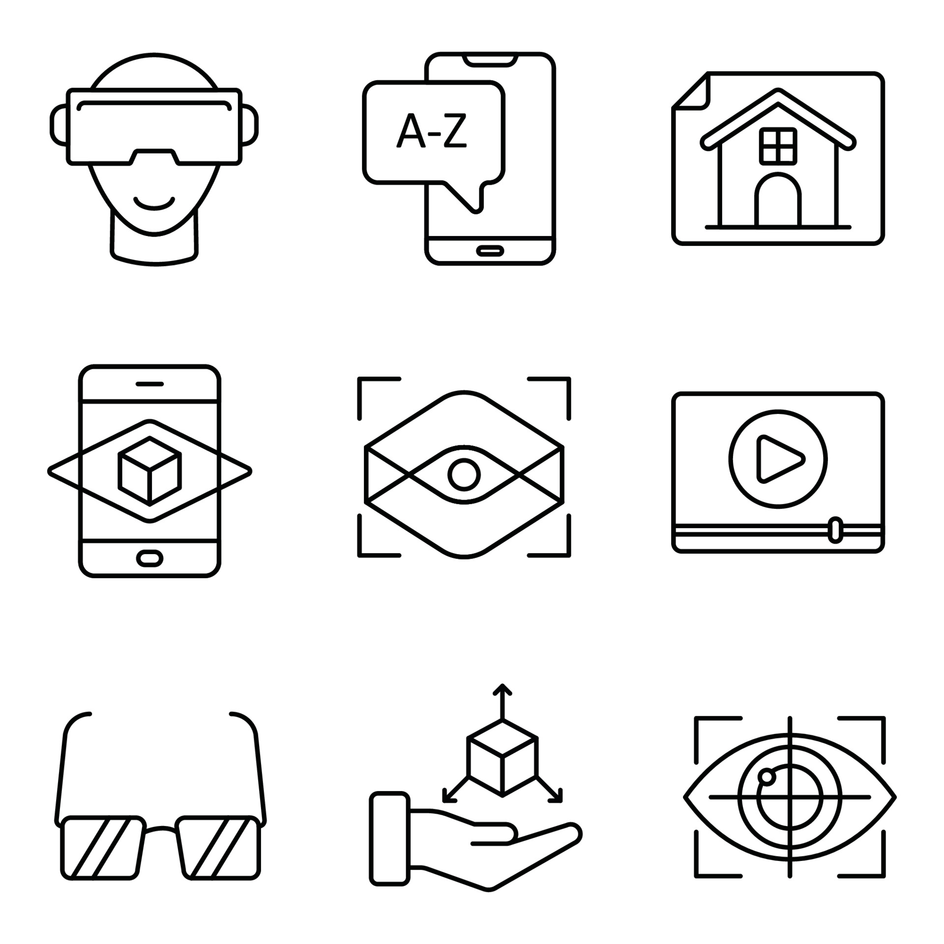 Augmented Reality Line Icons Sets 3577992 Vector Art at Vecteezy