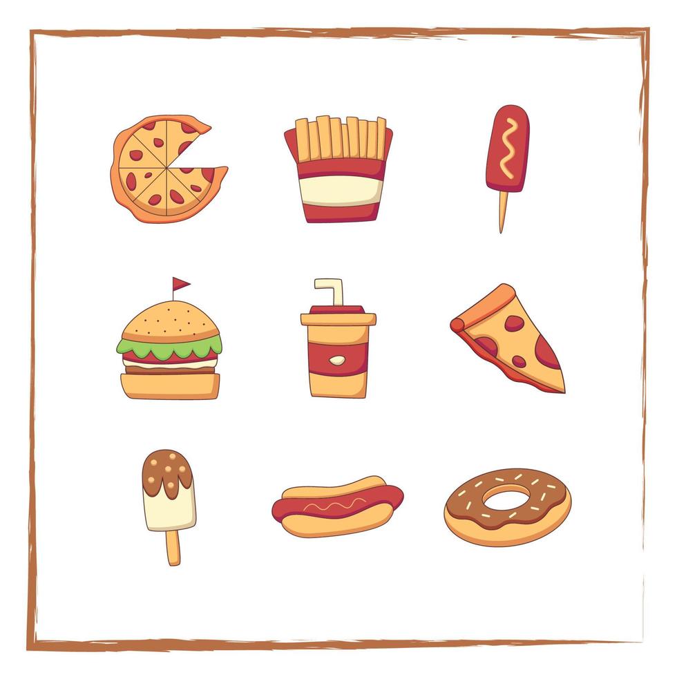 Cute fast food doodle illustration collection 3578820 Vector Art at ...