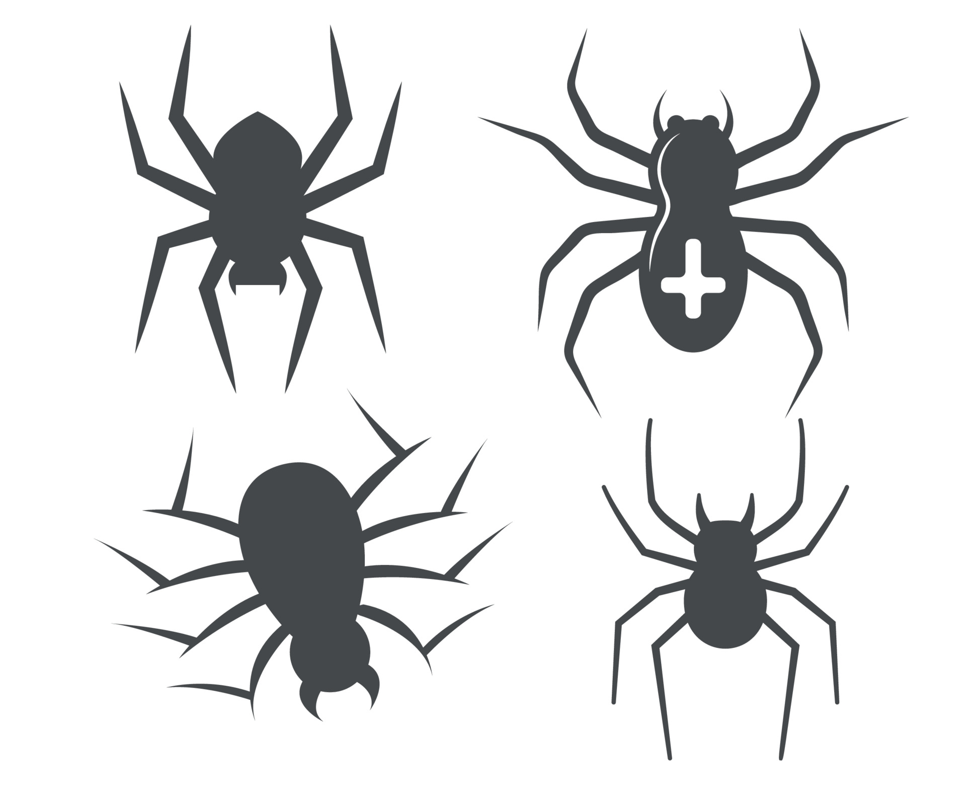 Spider Black Objects Signs Symbols Vector Illustration Abstract With ...