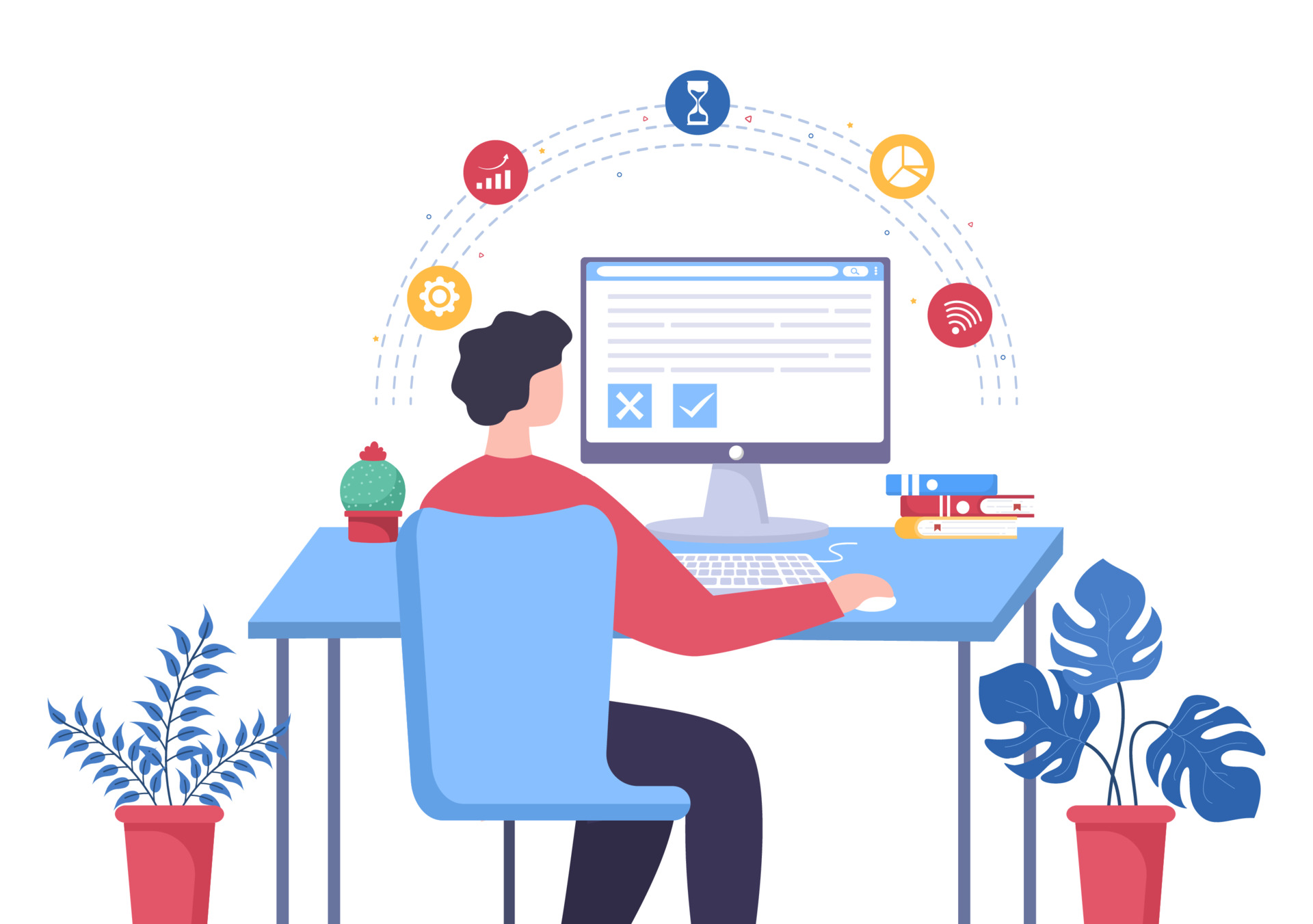 Online Testing Background Vector Illustration With Checklist, Taking ...