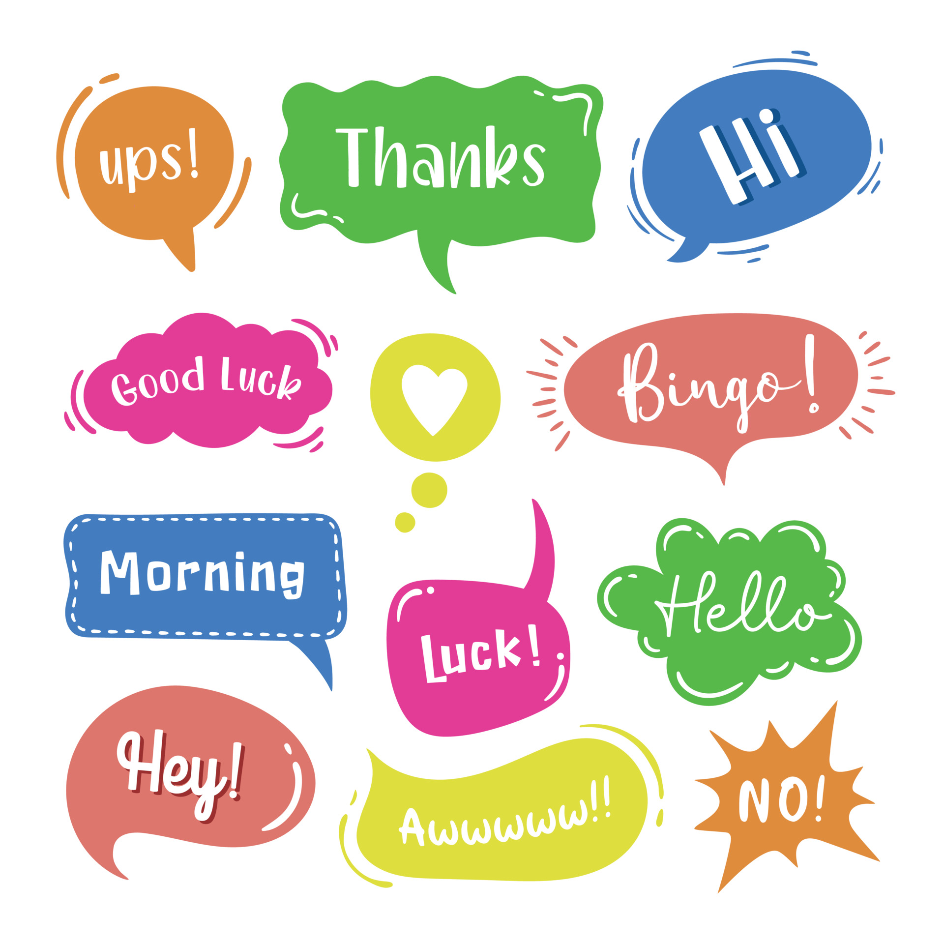 Various speech bubbles set in flat design with short messages 3589968 ...