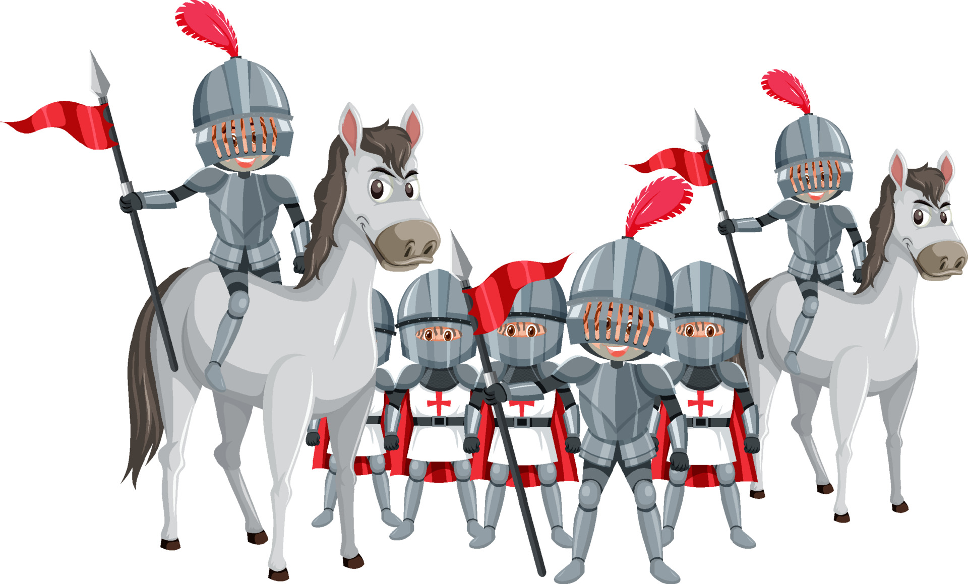 A group of medieval knights on white background 3591603 Vector Art at ...