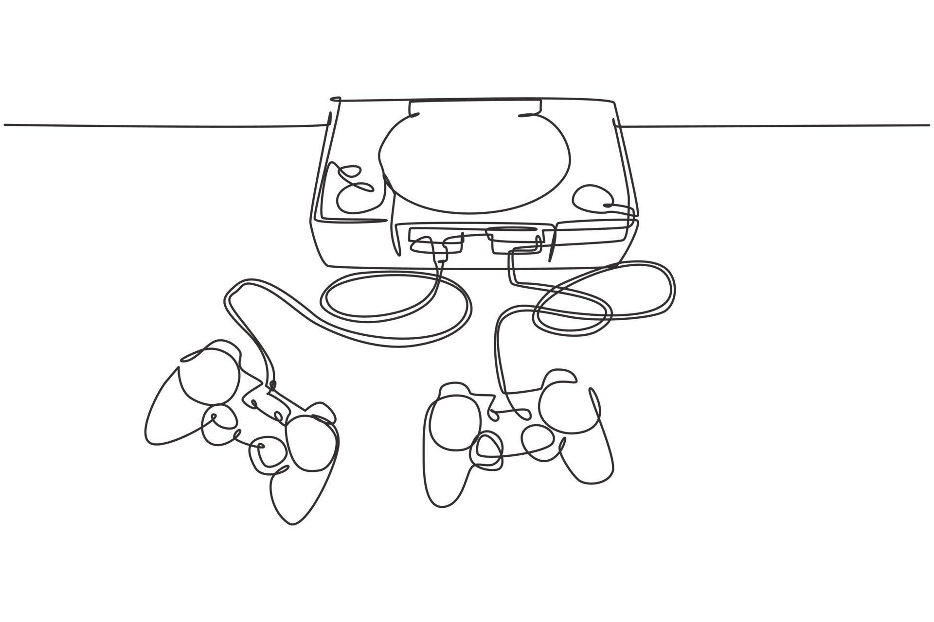 One continuous line drawing of retro old classic arcade video game ...