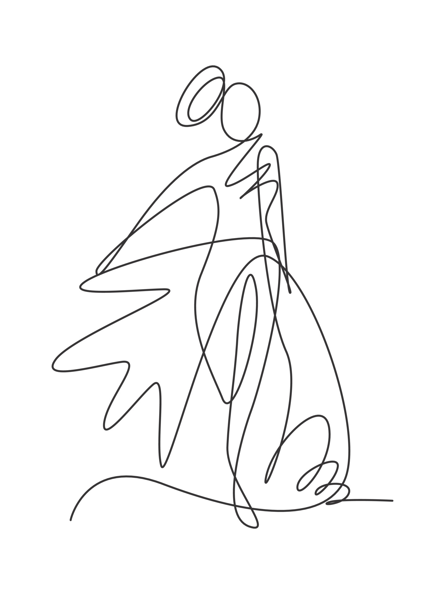 Single Continuous Line Drawing Of Minimalistic Pretty Sexy Abstract