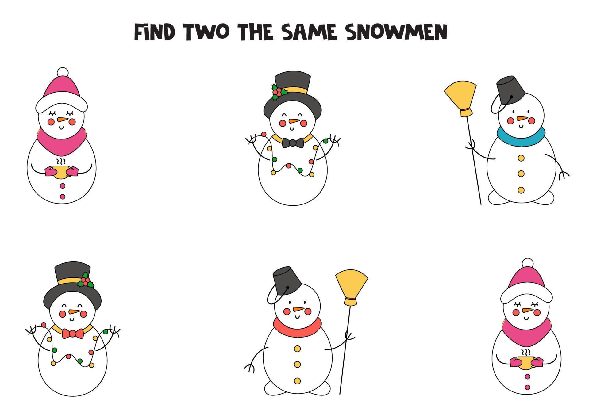 Find two identical Christmas snowmen. Educational game for preschool ... Find two identical Christmas snowmen. Educational game for preschool ...