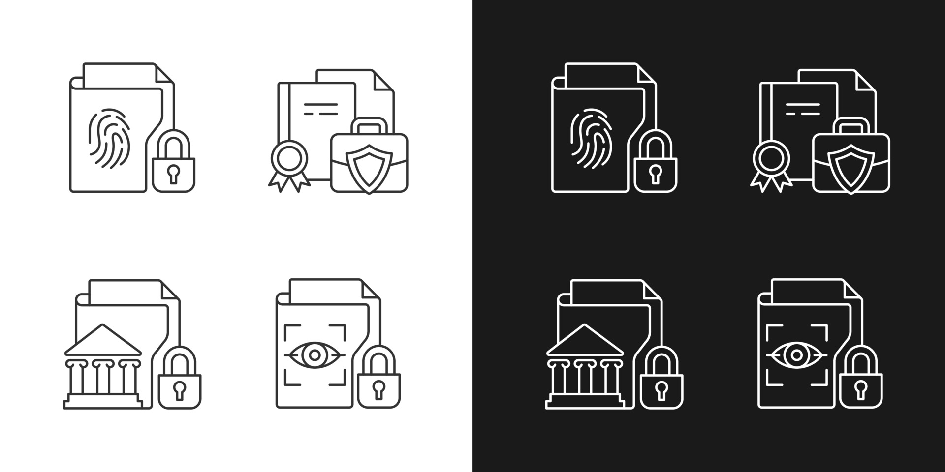 Personal sensitive data linear icons set for dark and light mode ...