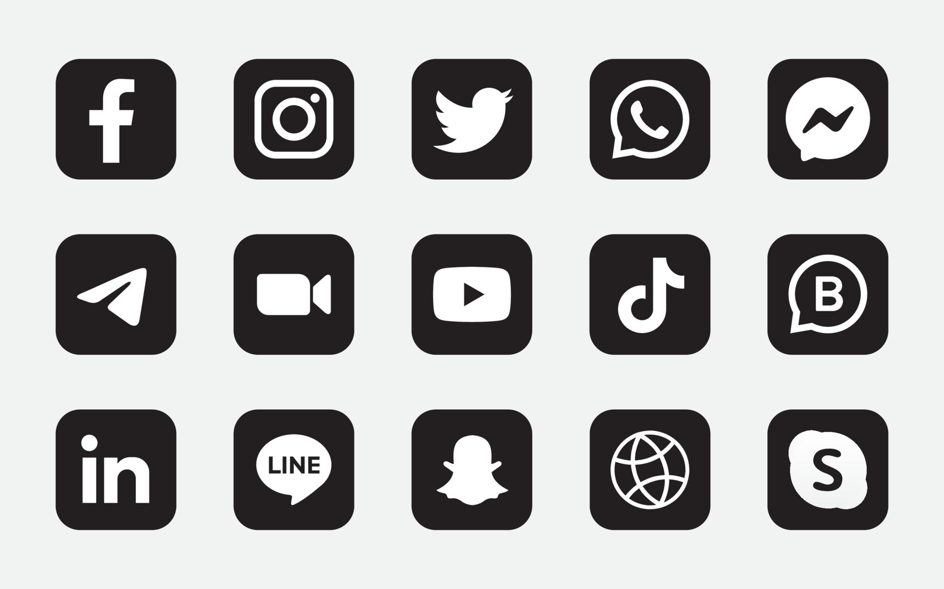Set of square social media logo in black background 3600937 Vector Art ... Set of square social media logo in black background 3600937 Vector Art ...