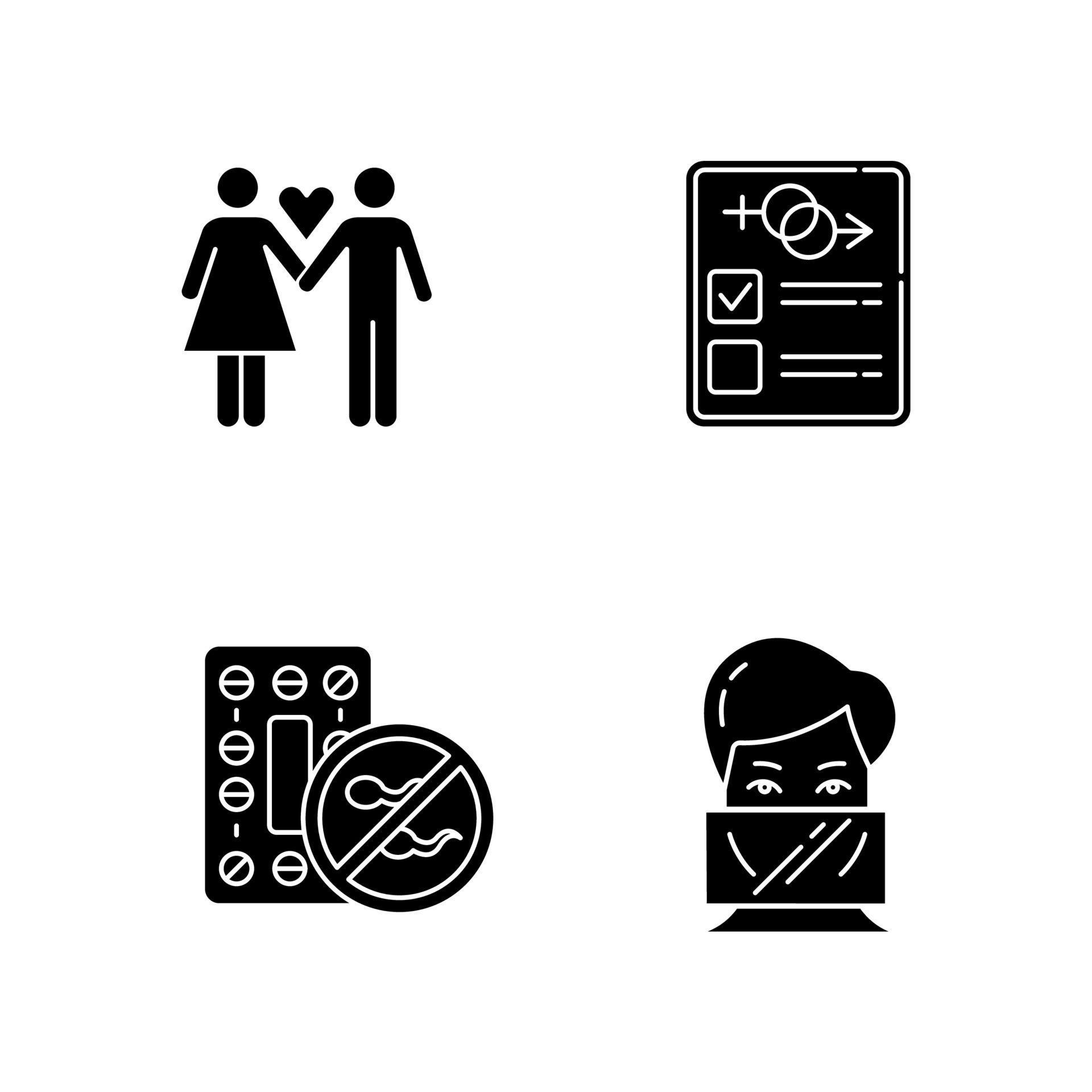Safe Sex Glyph Icons Set 3602497 Vector Art At Vecteezy
