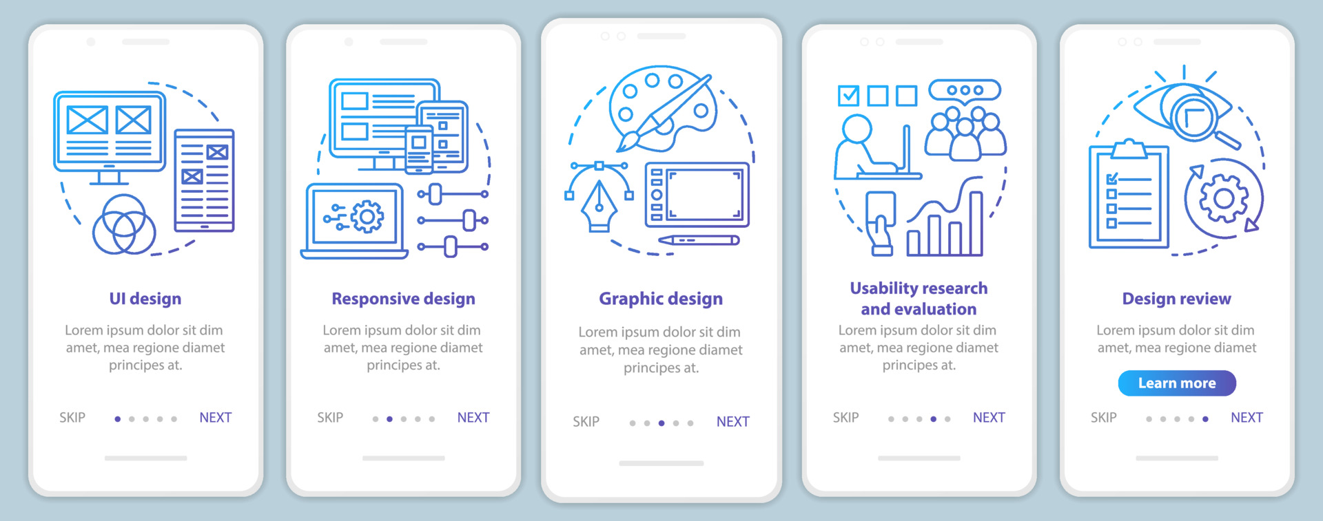 Software Development Onboarding Mobile App Page Screen Vector Template
