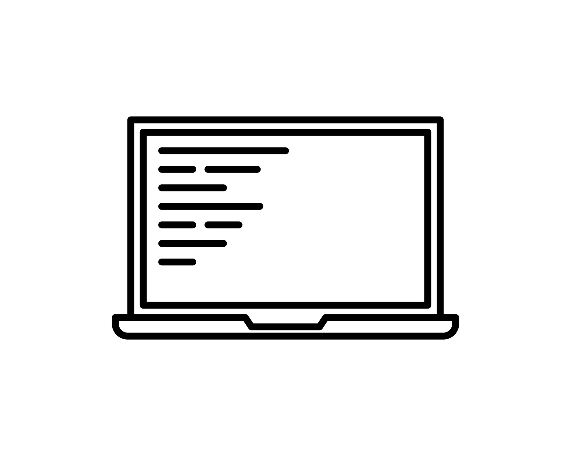 Coding Vector Icon On Laptop Screen Isolated On White Background Programming Sign Code Symbol