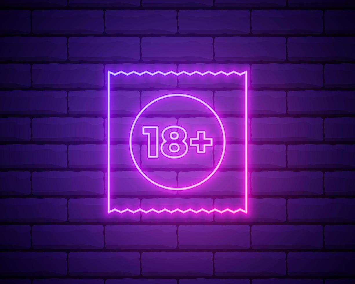 Neon Light Condom In Package Safe Sex Sign Icon Safe Love Symbol