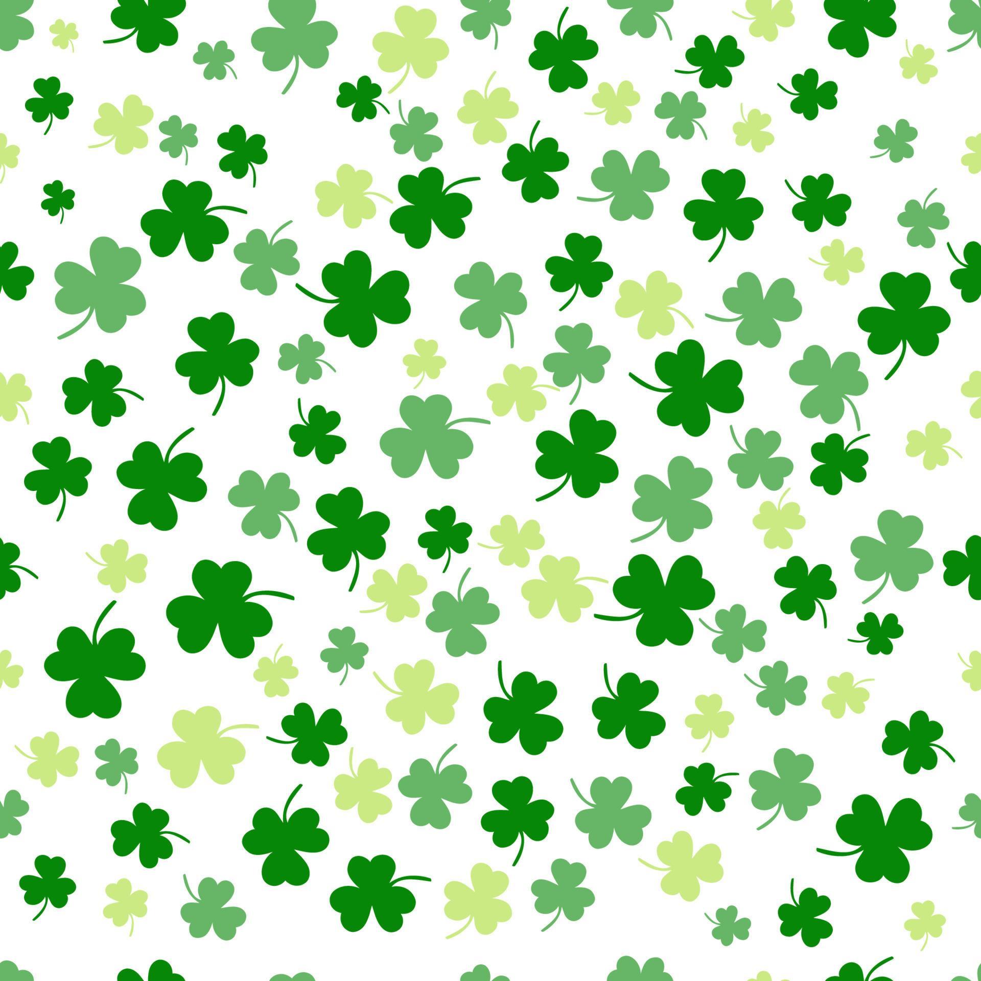 Seamless Clover Leaf Flat Design Green Falling Background Pattern
