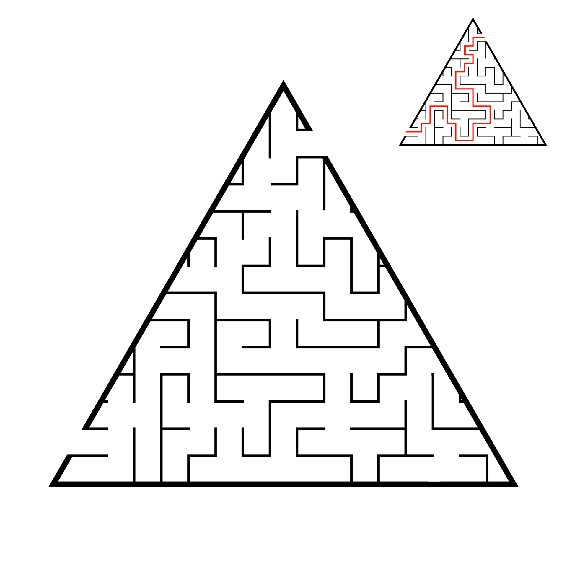 Abstract triangular labyrinth. Game for kids. Puzzle for children. One ... Abstract triangular labyrinth. Game for kids. Puzzle for children. One ...