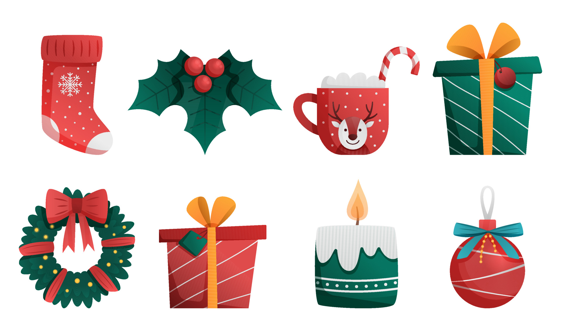 Collection of christmas elements 3622965 Vector Art at Vecteezy