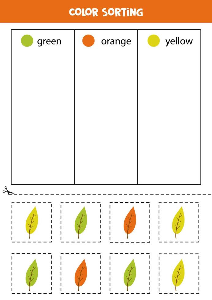 Sort autumn leaves by colors. learning colors for children. 3638402 ...