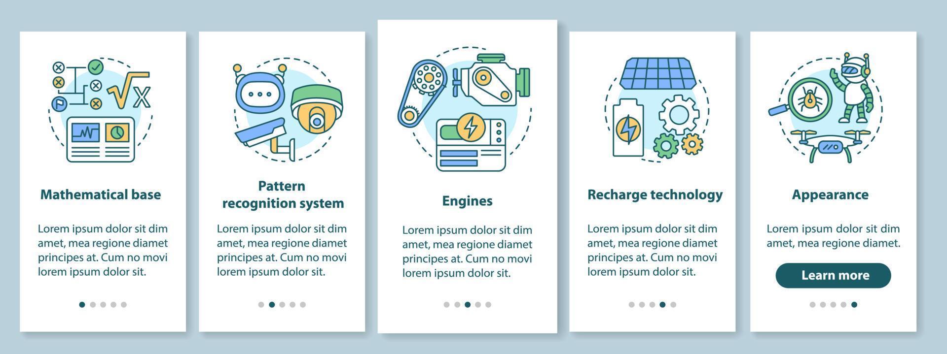 Technology In Robotics Onboarding Mobile App Page Screen With Linear Concepts 3640099 Vector Art