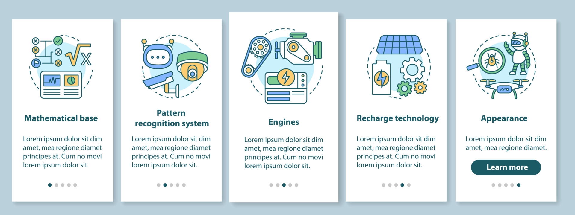 Technology In Robotics Onboarding Mobile App Page Screen With Linear Concepts 3640099 Vector Art