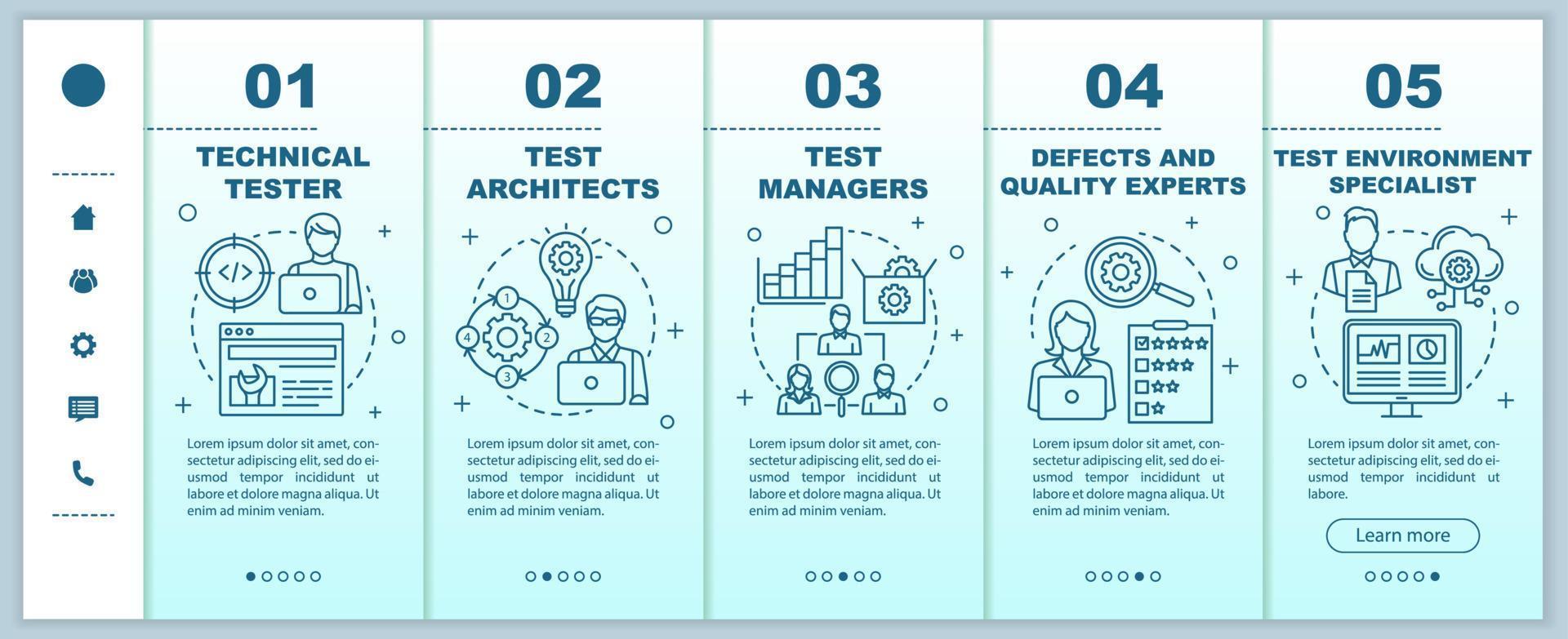 Software Testing Roles Onboarding Mobile Web Pages Vector Template