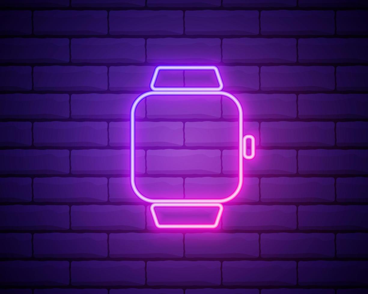 Glowing neon line Smartwatch with wireless symbol icon isolated on ...