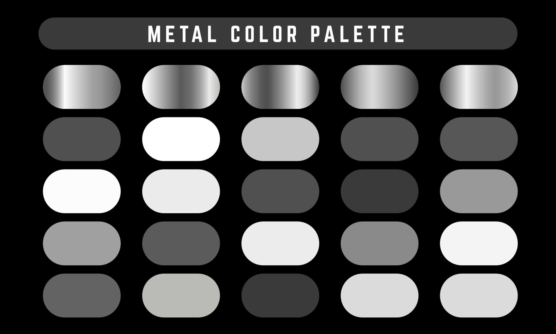 Metal Gradients Vector Color Palette 3649271 Vector Art at Vecteezy Metal Gradients Vector Color Palette 3649271 Vector Art at Vecteezy