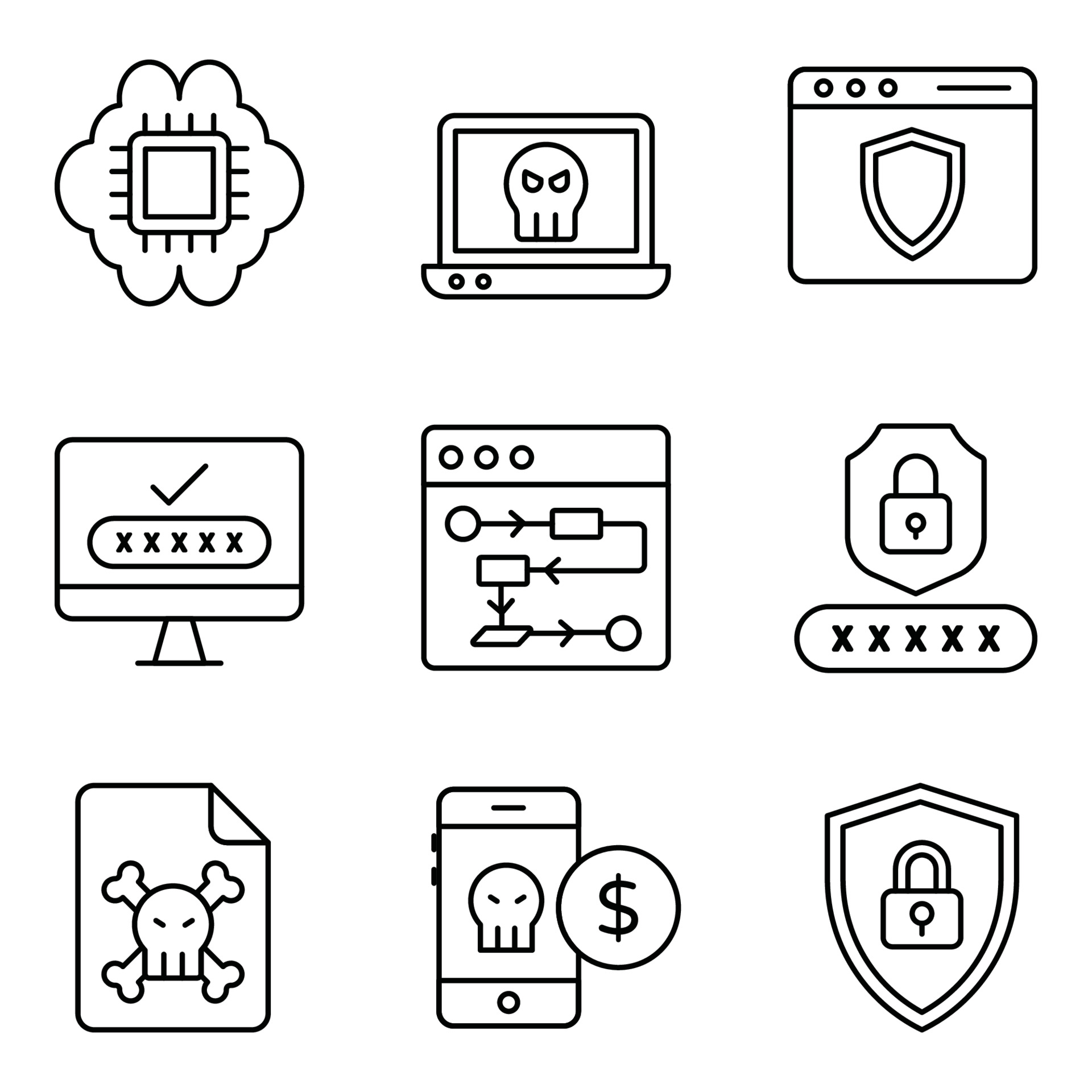 Internet Security Line Icons Set 3653540 Vector Art At Vecteezy