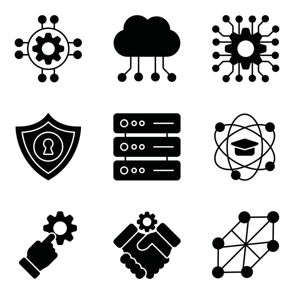 Machine Learning Glyph Icons Set 3653550 Vector Art At Vecteezy