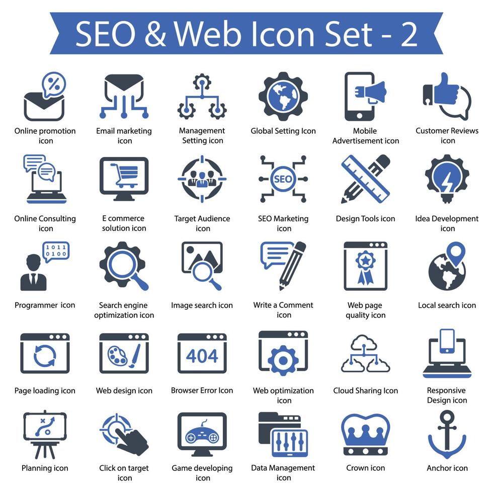 SEO and Web icon set 2 3661158 Vector Art at Vecteezy