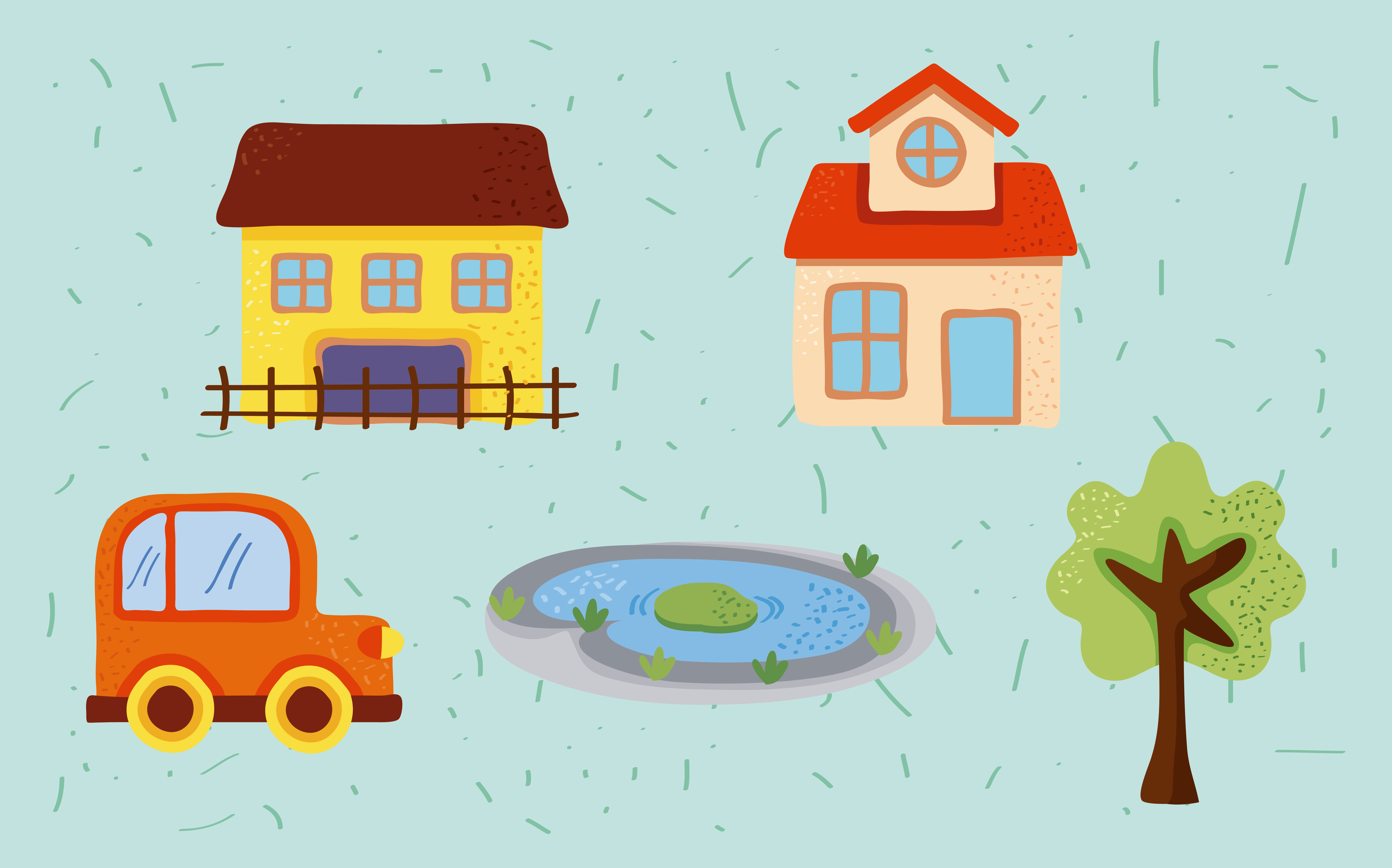 five childish icons 3661848 Vector Art at Vecteezy