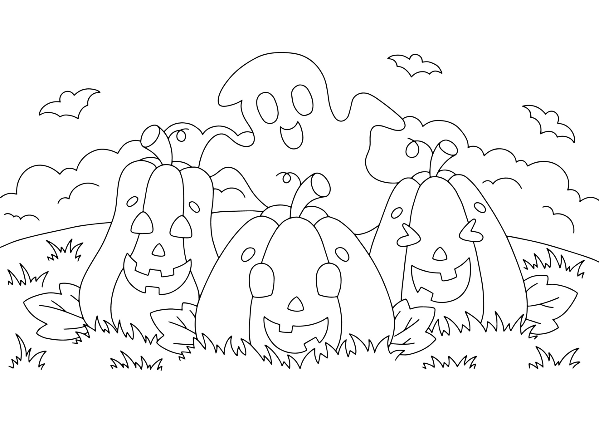 Pumpkin And Ghost Coloring Pages
