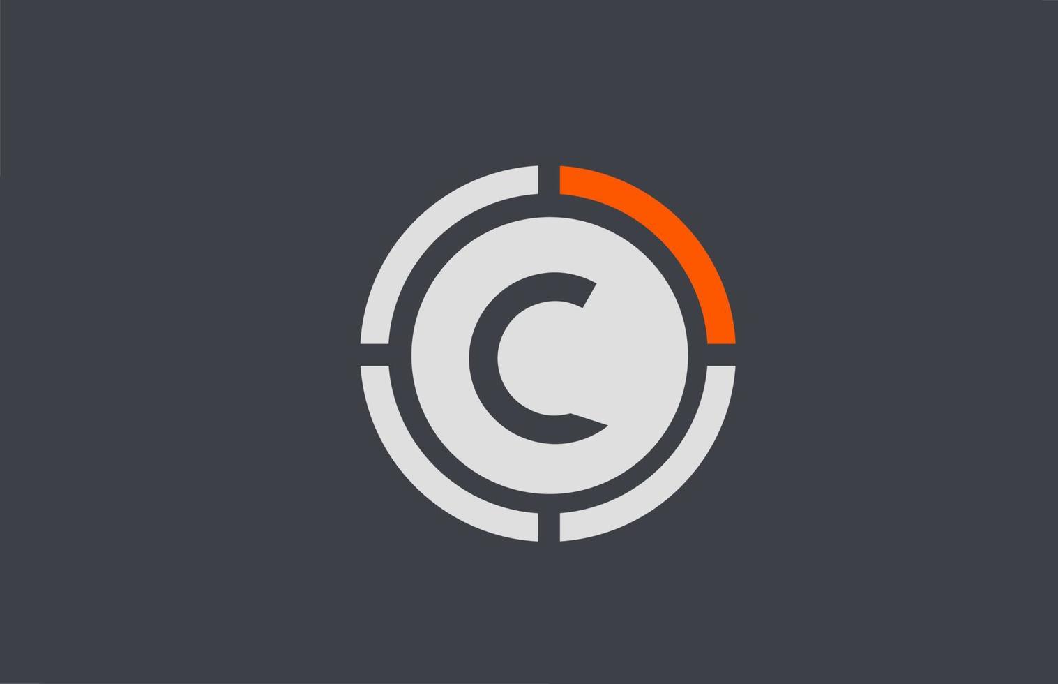 orange grey C alphabet letter logo icon design for business and company ...