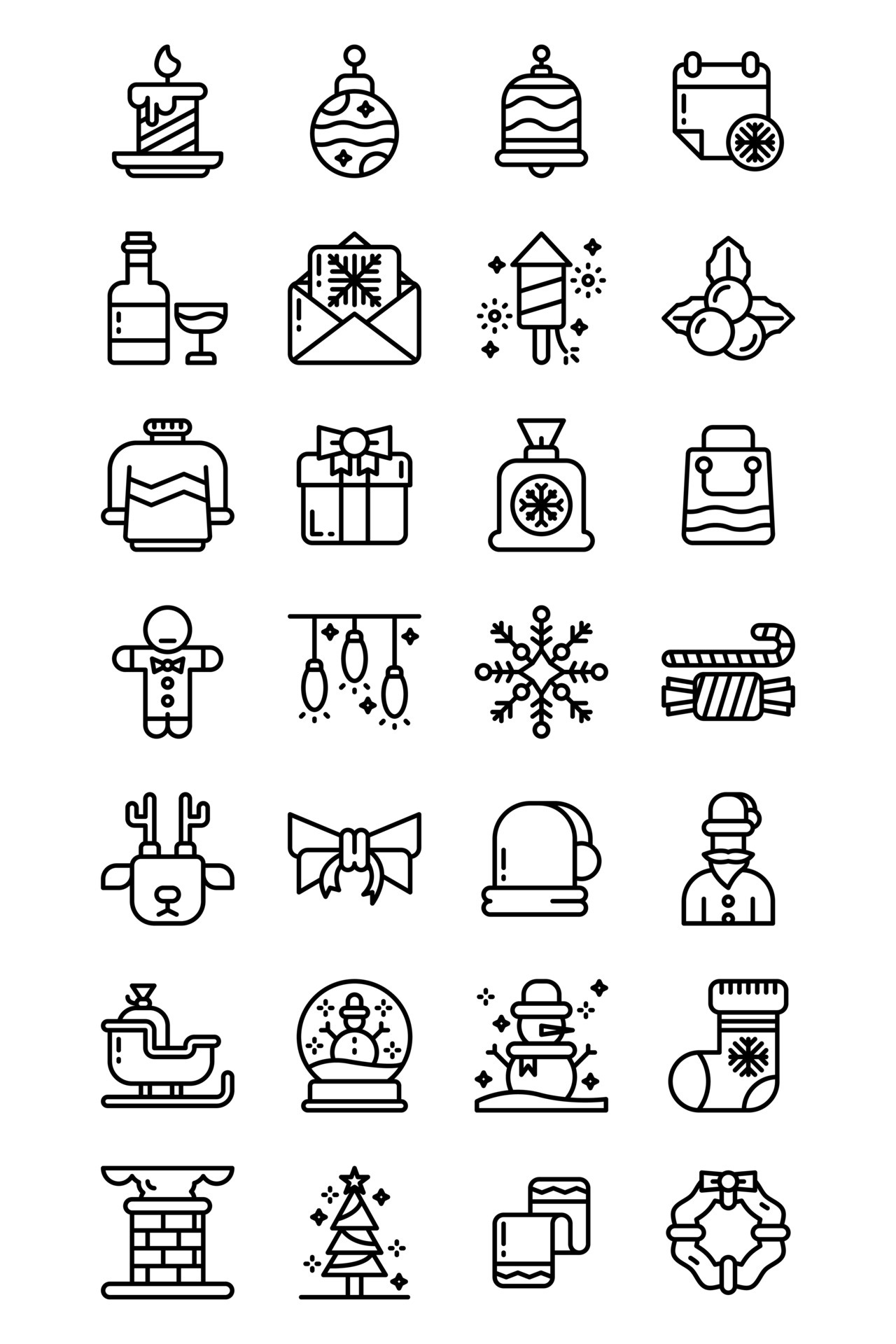 Christmas line style icon set. Vector illustration 3679153 Vector Art ...
