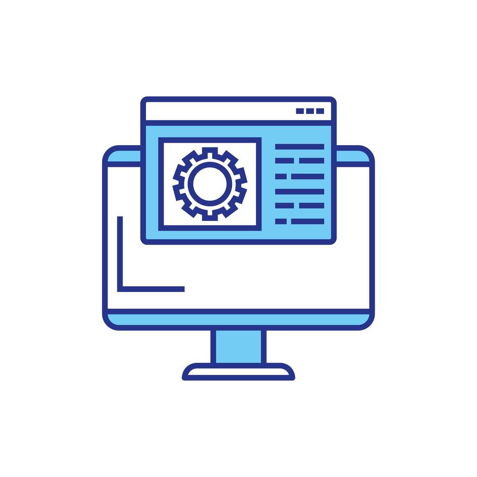 Isolated gear and computer vector design 3679325 Vector Art at Vecteezy